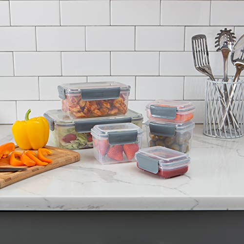 Kitchen Details 12 Piece Food Storage Container Set | 6 Containers and 6 Lids | Airtight | Stackable | BPA Free | Microwave | Dishwasher | Freezer Safe | 2.25L | 1L | 400ml | 160ml | Grey