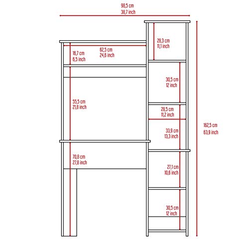 Tuhome Versalles Collection Free Standing Home Office Computer Desk with 2 Top Shelves, White