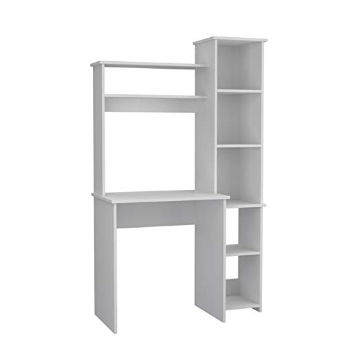 Tuhome Versalles Collection Free Standing Home Office Computer Desk with 2 Top Shelves, White