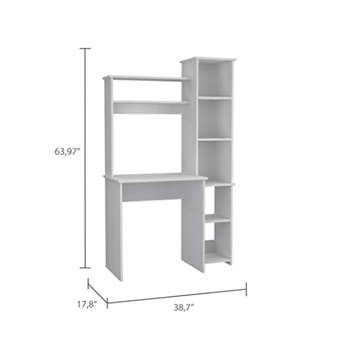 Tuhome Versalles Collection Free Standing Home Office Computer Desk with 2 Top Shelves, White