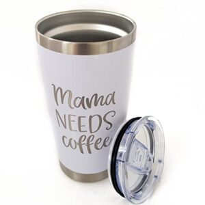 Mama Needs Coffee Tumbler for Women, Funny Coffee Mug for Mom, 20oz Stainless Steel Travel Mug with Lid