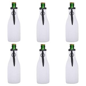 sublimation blanks beer bottle cover sleeves neoprene beer cooler covers insulator sleeve with zipper for 12 oz/330 ml bottles, birthday wedding oktoberfest party (white-6 pcs)