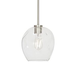 Catalina 9" Modern Clear Glass Round Mini Pendant Ceiling Light, Brushed Nickel