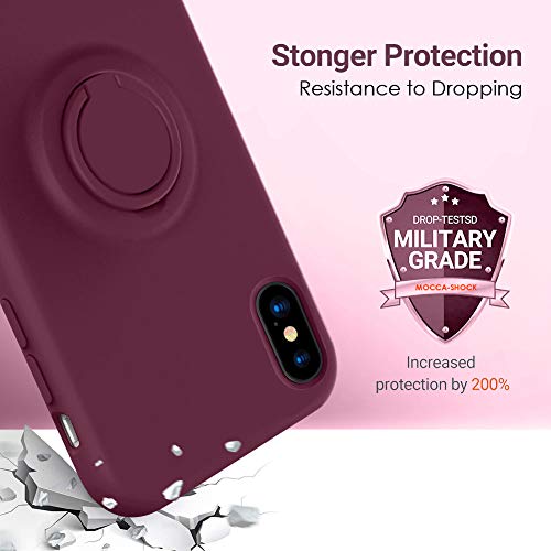 MOCCA for iPhone Xs Case, iPhone X Silicone Case with Kickstand | Anti-Scratch Full-Body Shockproof Protective Case for iPhone Xs/X - WineRed