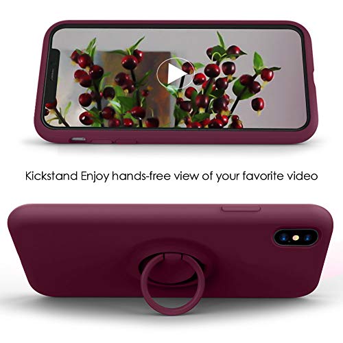 MOCCA for iPhone Xs Case, iPhone X Silicone Case with Kickstand | Anti-Scratch Full-Body Shockproof Protective Case for iPhone Xs/X - WineRed