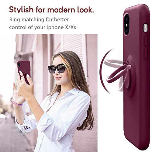 MOCCA for iPhone Xs Case, iPhone X Silicone Case with Kickstand | Anti-Scratch Full-Body Shockproof Protective Case for iPhone Xs/X - WineRed