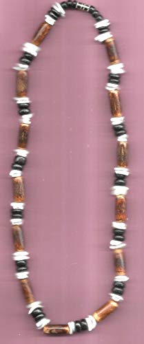 18" CLAM SHELL NECKLACE- WITH KAMAGOING TUBE WOOD FOR TEEN AGES