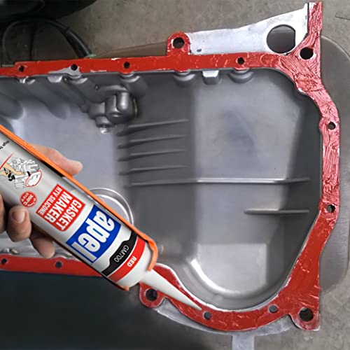 apel High Performance RTV High-Temp Silicone Gasket Maker and Sealant Heat Resistant from 104ºF to 572ºF Red, 10.2 oz.