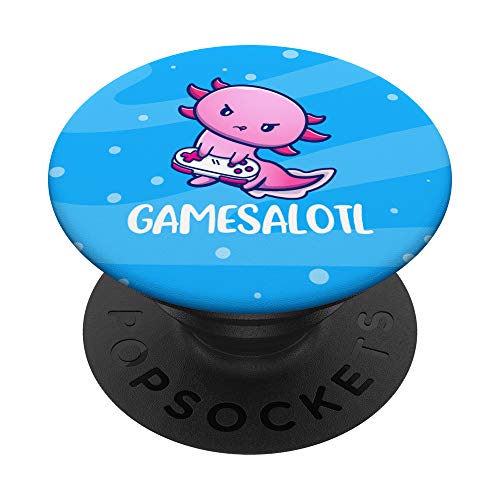 Gamesalotl Axolotl Cute Playing Video Game PopSockets Swappable PopGrip