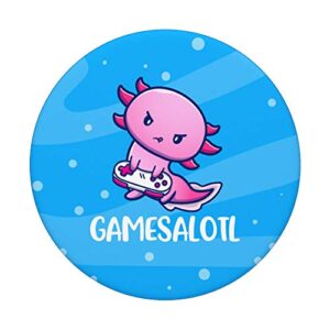 Gamesalotl Axolotl Cute Playing Video Game PopSockets Swappable PopGrip