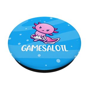 Gamesalotl Axolotl Cute Playing Video Game PopSockets Swappable PopGrip