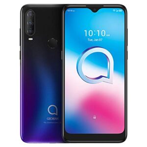 alcatel 3 2020 (64gb, 4gb ram) 6.22" hd+, 4000mah battery, finger print + face unlock, gsm unlocked global 4g lte (t-mobile, at&t, straight talk) international model 5029e (chameleon blue)