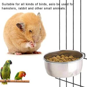 3 Pack Bird Feeder Bowl, Stainless Steel Parrot Feeding Cups with Clamp Holder, Cage Water Food Dish for Parakeet Lovebird Conure Cockatiels