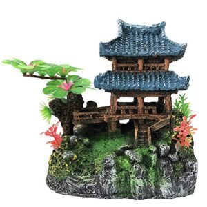 slocme aquarium classical resin castle decorations - fish tank realistic details castle,fish tank green leaf castle aquarium accessories