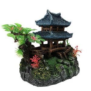 SLOCME Aquarium Classical Resin Castle Decorations - Fish Tank Realistic Details Castle,Fish Tank Green Leaf Castle Aquarium Accessories