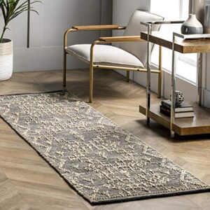 nuloom julianne moroccan jute runner rug, 2' 6" x 6', grey