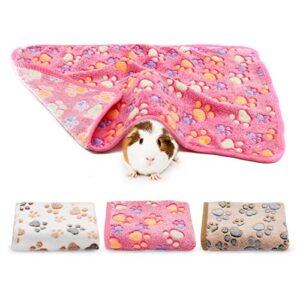 bwogue guinea pig blanket, 3 pack small animal soft warm pet fleece blankets sleep mat pad cover flannel throw for hamster guinea pig rabbit dog cat chinchilla hedgehog