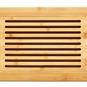 RoyalHouse Large Premium Natural Bamboo Bread Cutting Board with Crumb Tray, Bread Serving Tray for Kitchen