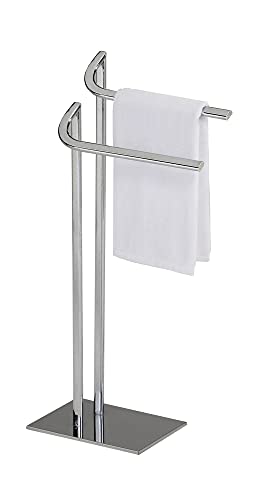 Pilaster Design Transitional Stainless Steel Cooney Freestanding Bathroom Towel Rack with Two Bars