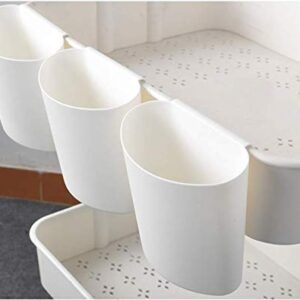 4Pcs Hanging Cup Holder,Rolling Cart Accessories Utility cart Accessories Hanging Bins,Hanging Flower Pots,Space Saver,Storage Bucket Desktop Container,Make Up Pencil Holder (White-1)