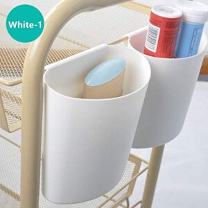 4Pcs Hanging Cup Holder,Rolling Cart Accessories Utility cart Accessories Hanging Bins,Hanging Flower Pots,Space Saver,Storage Bucket Desktop Container,Make Up Pencil Holder (White-1)