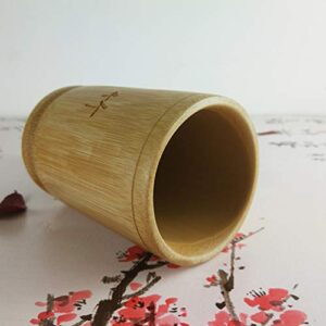 TOYANDONA Bamboo Pen Pencil Holder Chinese Style Pencil Cup Pot Pen Storage Container Makeup Brush Holder Desk Organizer Gift for Office Home