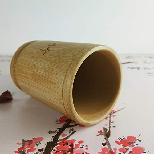 TOYANDONA Bamboo Pen Pencil Holder Chinese Style Pencil Cup Pot Pen Storage Container Makeup Brush Holder Desk Organizer Gift for Office Home