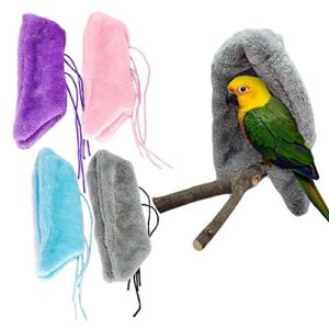 Oncpcare 2pcs Parrot Standing Perch Cover, Winter Warm Small Animal Hanging Nest Hut, Plush Pet Bird Cage Accessories (Colour Random)