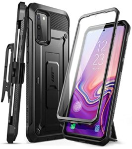 supcase unicorn beetle pro series designed for samsung galaxy s20 fe (2020 release), full-body dual layer rugged holster & kickstand case with built-in screen protector (black)