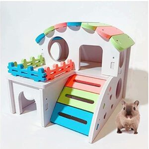 yuekua diy wooden hamster house hide house hide exercise play toys chew small hamsters, mice, mice, gerbils and other pets s1