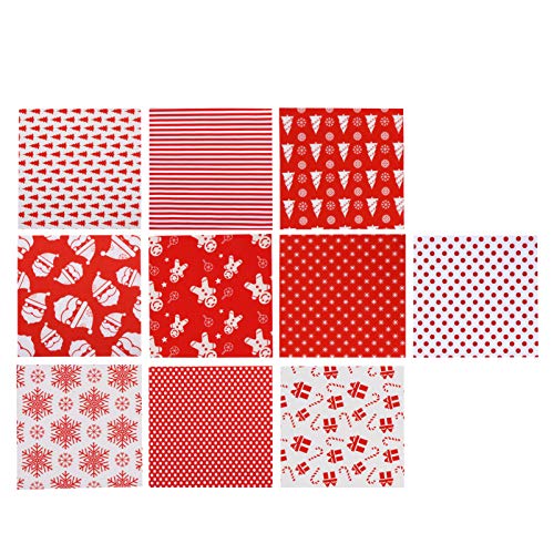 HEALLILY 20Pcs Christmas Fabric Cotton Fabric Bundle Squares Patchwork Cloth Quilting Handmade Fabric Cloth for DIY Christmas Wreath Doll Dress Coaster Sewing Quilting 20x20cm