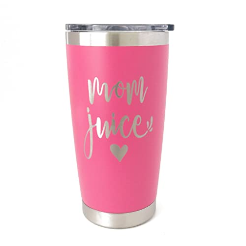 Mom Juice Coffee Tumbler for Women, 20oz Pink Tumbler with lid, Best Mom Gifts for Women Bday Present