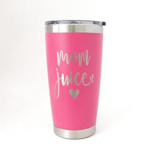 Mom Juice Coffee Tumbler for Women, 20oz Pink Tumbler with lid, Best Mom Gifts for Women Bday Present