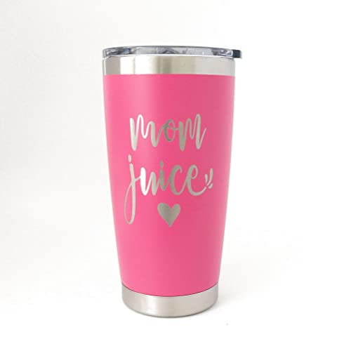 Mom Juice Coffee Tumbler for Women, 20oz Pink Tumbler with lid, Best Mom Gifts for Women Bday Present