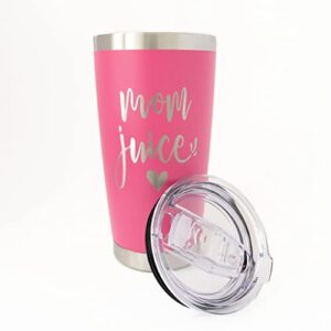 Mom Juice Coffee Tumbler for Women, 20oz Pink Tumbler with lid, Best Mom Gifts for Women Bday Present