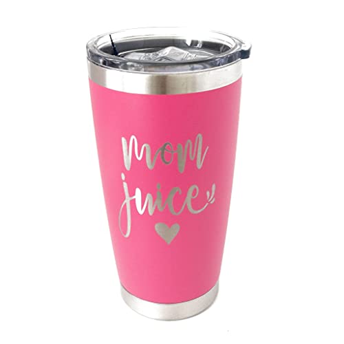 Mom Juice Coffee Tumbler for Women, 20oz Pink Tumbler with lid, Best Mom Gifts for Women Bday Present