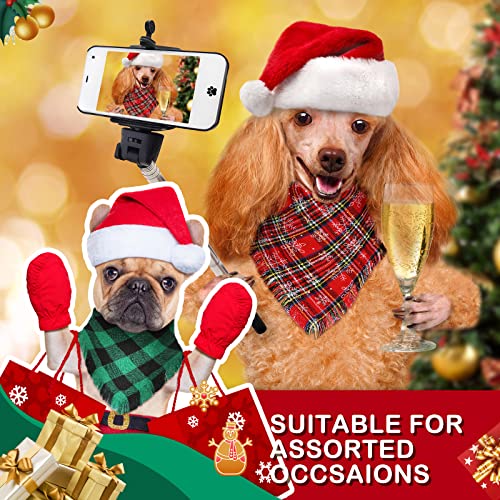 10 Pieces Christmas Dog Bandana Classic Buffalo Plaid Snowflake Pets Scarf Tassels Style Triangle Bibs Pet Holiday Costume Accessories for Small Medium Large Dogs Cats