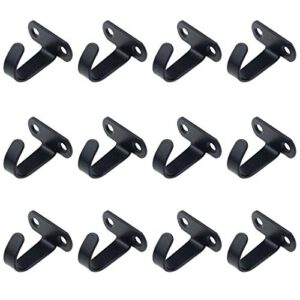 antrader 12-pack stainless steel screws mount ceiling hooks, under-shelf coat hook, towel/robe clothes hook hanger for bathroom kitchen cabinet, black