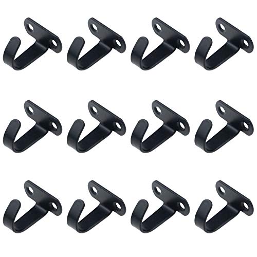 Antrader 12-Pack Stainless Steel Screws Mount Ceiling Hooks, Under-Shelf Coat Hook, Towel/Robe Clothes Hook Hanger for Bathroom Kitchen Cabinet, Black