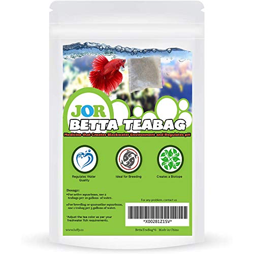 JOR Betta Teabags, 1.4-Ounce, Crushed Indian Almond Catappa Leaves, Regulates Water, Encourages Breeding, 6 Bags per Pack