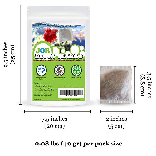 JOR Betta Teabags, 1.4-Ounce, Crushed Indian Almond Catappa Leaves, Regulates Water, Encourages Breeding, 6 Bags per Pack