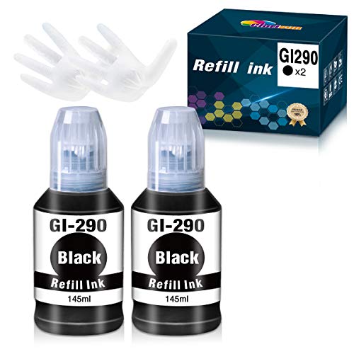 Clorisun 290 Compatible for Canon 290 GI-290 Refill Ink Bottle Black PIXMA G3200 PIXMA G4210 PIXMA G3202 PIXMA G4200 PIXMA G3000 PIXMA G1200 G2200 G3100 G2100 G2000 Printer (2Black)