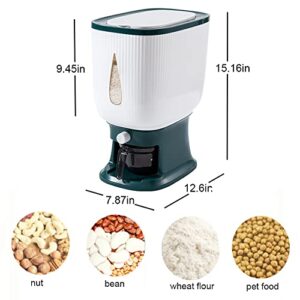 22 Lbs Rice Container Dispenser, Countertop Large Sealed Grain Container Rice Storage with Measuring Cup - Gray