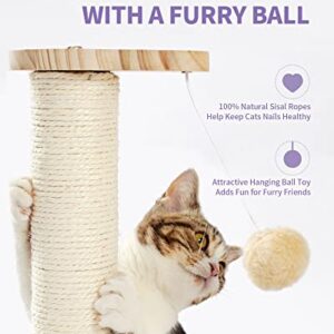 Made4Pets Cat Scratching Post Cat Scratcher Toy Wooden Two-Layer Cat Turntable with Interactive Balls and Dangling Ball