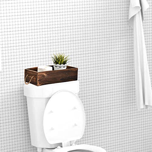 Bathroom Decor Box Toilet Paper Holder Nice Double Sided Wooden Storage Box with Handles Funny Table Centerpiece Wood Restroom Decorations Farmhouse Rustic Home Signs Decor (Brown)