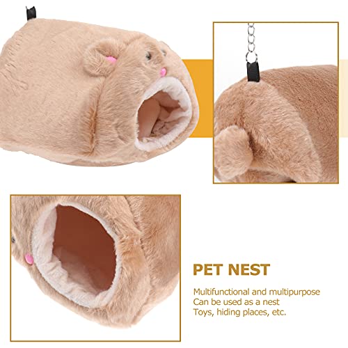 POPETPOP Winter Warm Dwarf Hamster Bed - Cute Small Pet House Warm Hanging Cage Cave Bed Small Animal Cage Accessories for Small Guinea Pig Rat Sugar Glider