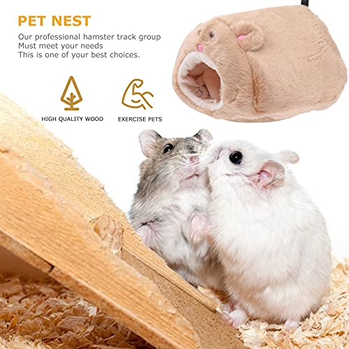 POPETPOP Winter Warm Dwarf Hamster Bed - Cute Small Pet House Warm Hanging Cage Cave Bed Small Animal Cage Accessories for Small Guinea Pig Rat Sugar Glider