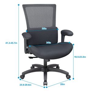 BOLISS Big and Tall 400lbs Office Chair Ergonomic Office Computer Desk Chairs with Lumbar Supprot and Soft Cushion Flip Arms-Black