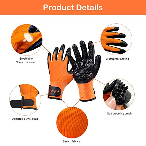 FEMW Pet Grooming Glove - Efficient Pet Hair Remover Mitts - Pet Massage Gloves - Gentle Deshedding Brush Glove - for Dog Cat Horse with Long & Short Fur [Upgrade Version][Left & Right Hand]