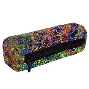 Colored Fractal Mandala Pencil Bag Pen Case Stationary Case Pencil Pouch Desk Organizer Makeup Cosmetic Bag for School Office